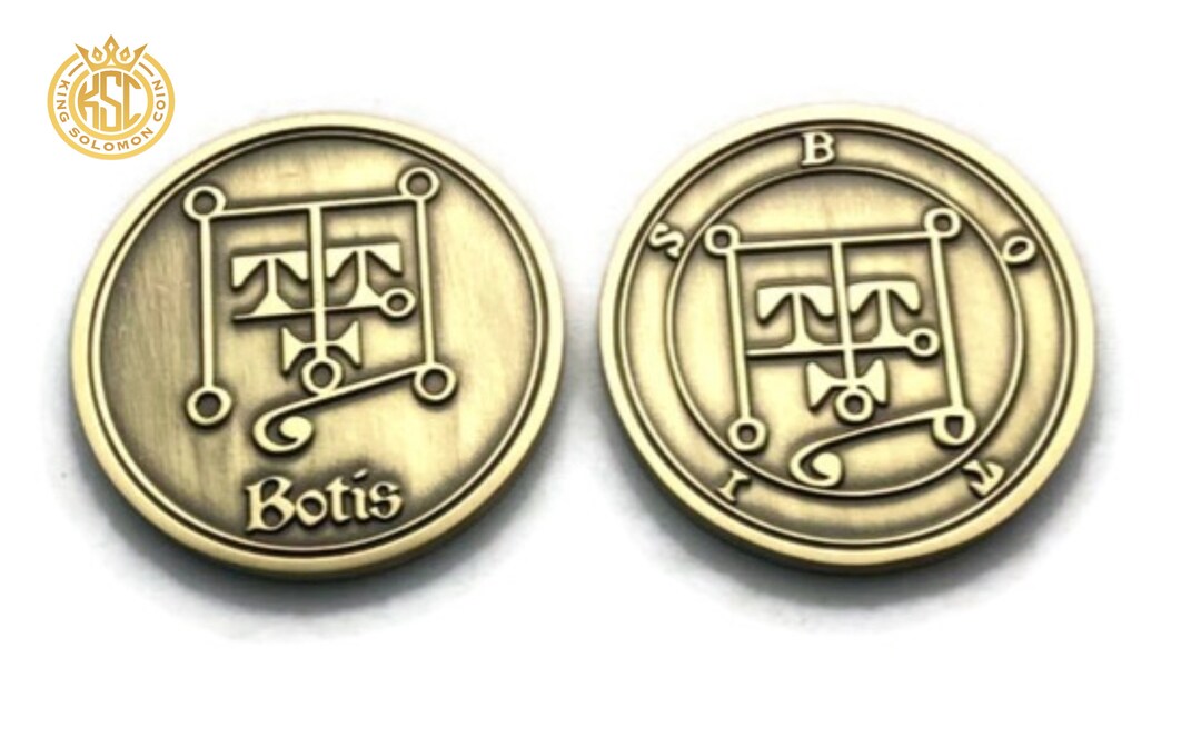 Botis Demon Sigil Coin – Ars Goetia Seal – Brass Gold Occult Talisman ...