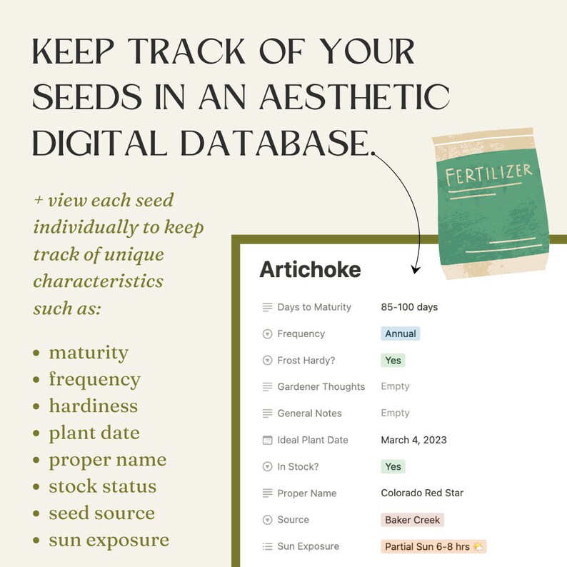 Seed and Garden Planner Organizer Template for Notion | Gardening ...