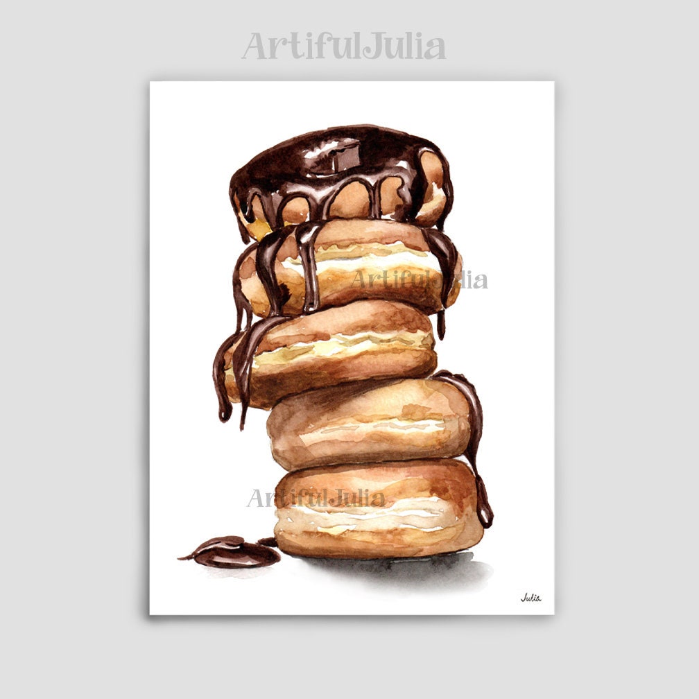 A Stack of Donuts Art Print Donuts Tower Donuts Poster Donut - Etsy