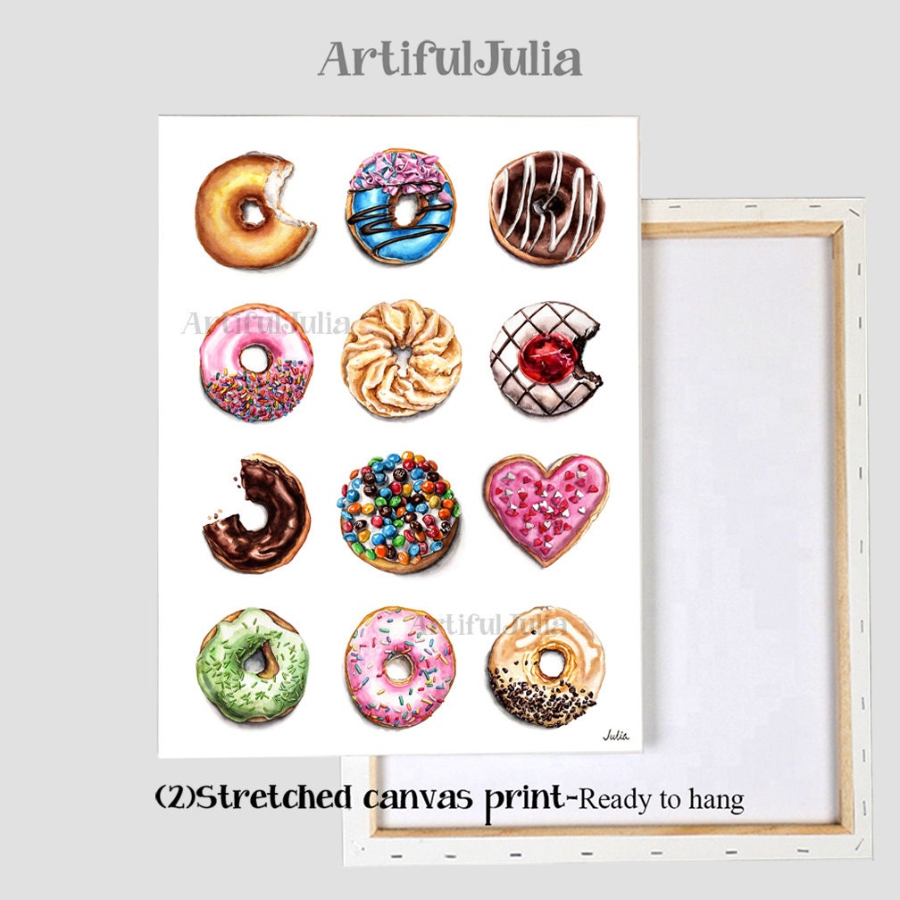 Donut Poster Donut Watercolor Donut Art Print Donut Shop Wall - Etsy