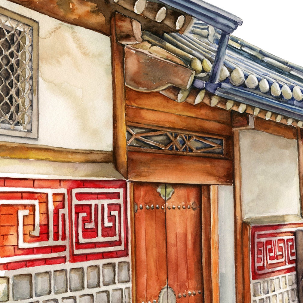 South Korea Art Bukchon Hanok Village City Canvas Art Wall Art Print ...