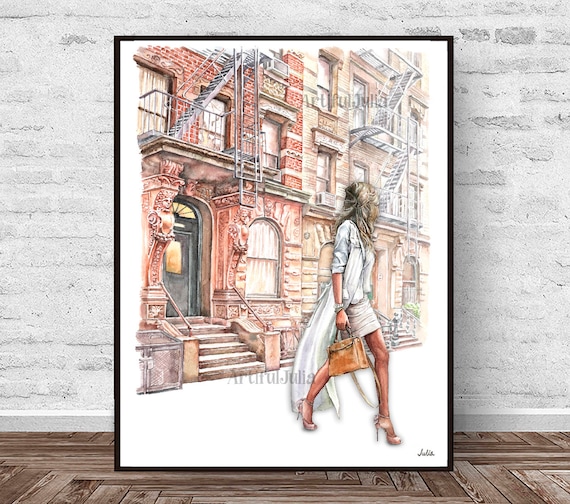 NYC Wall Print Fashion Wall City Illustration Art Print West | Etsy