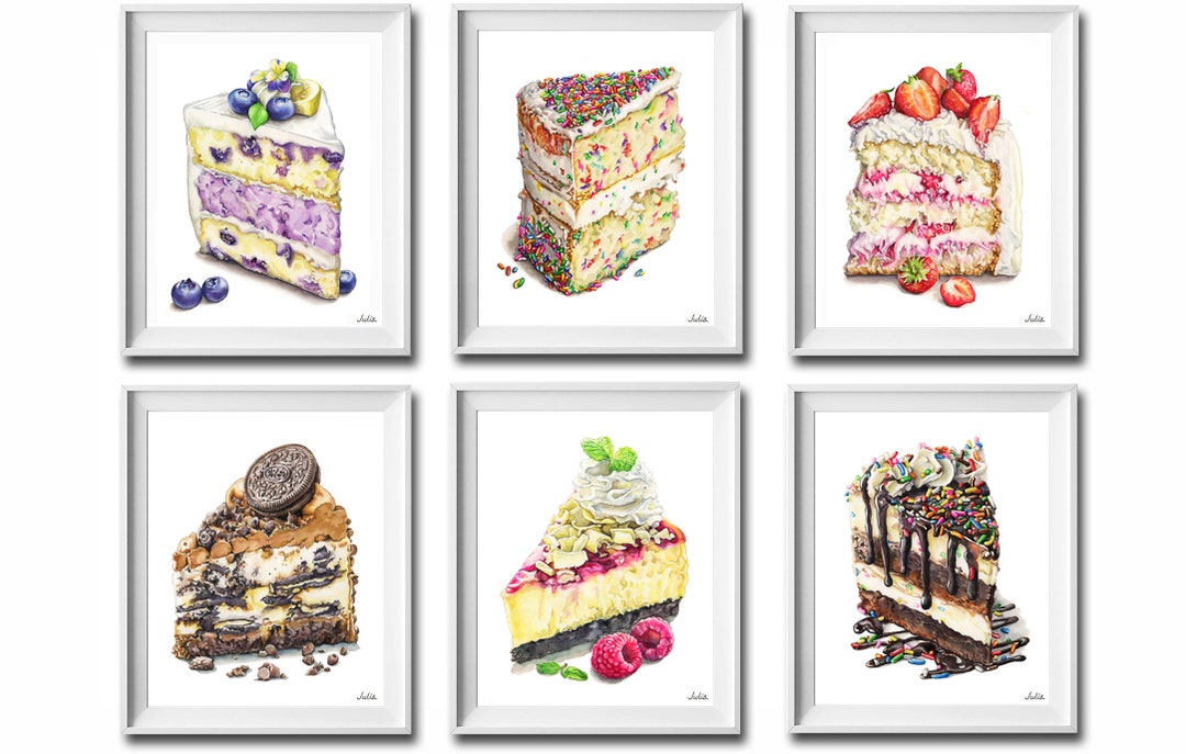 Cake Art Prints Baking Wall Art Cute Painting for Wall Food Artwork A ...