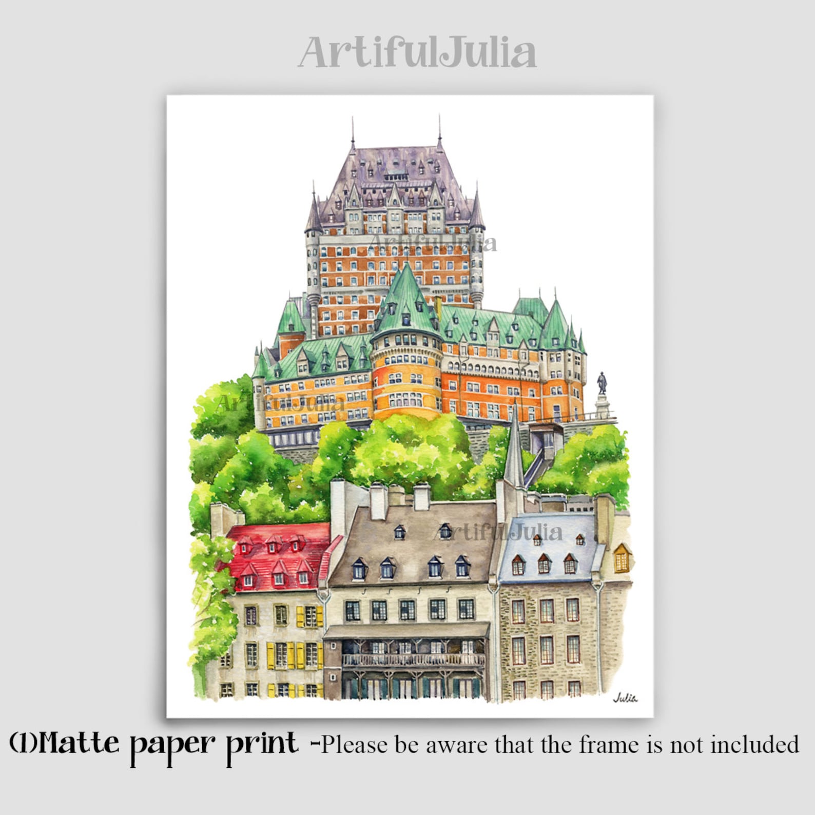 Quebec City Painting Watercolor Art Print Chateau Frontenac - Etsy Canada