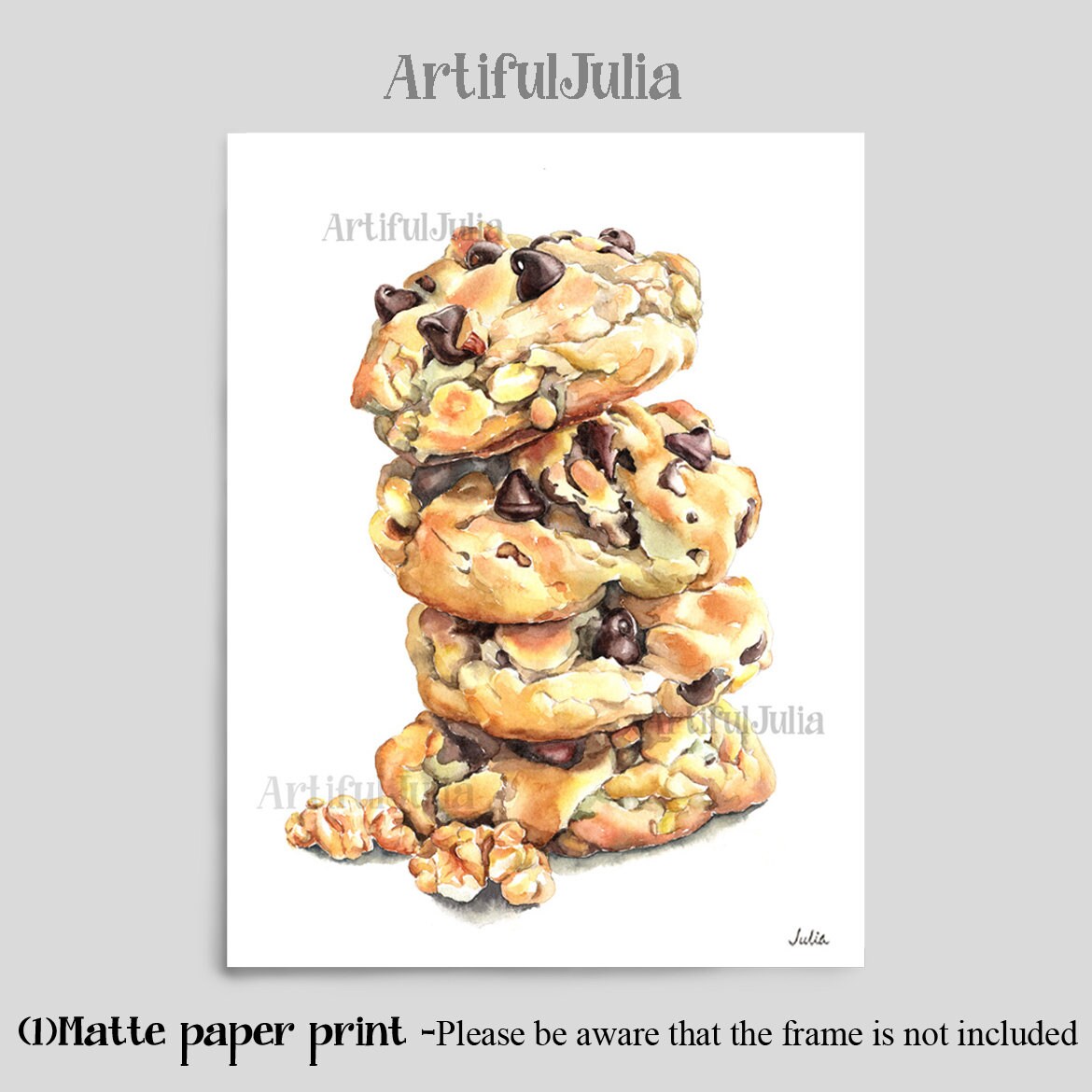 Cookie Painting Stack of Cookies Art Print Chocolate Cookies | Etsy