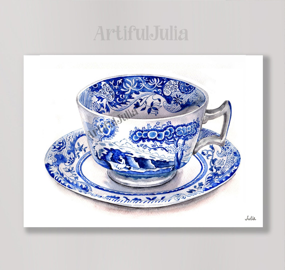 Blue and White Teacup Print, Chinese Teacup, Cup Print , Print of My ...