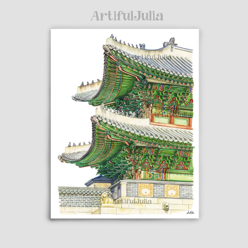 Gyeongbokgung Place Watercolor Art Print Korean Art Korean - Etsy