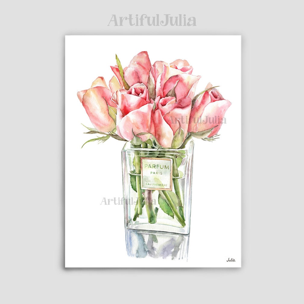 Flower Perfume Wall Fashion Art Print Tulip Painting Perfume Bottle ...