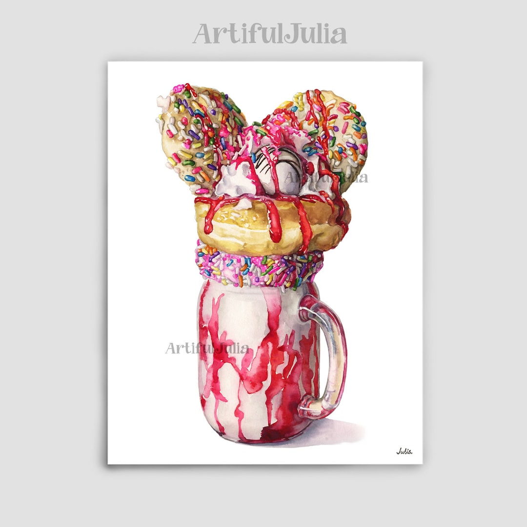 Realistic Painting Shake Watercolor Art Print Sprinkled Drink Drawing ...