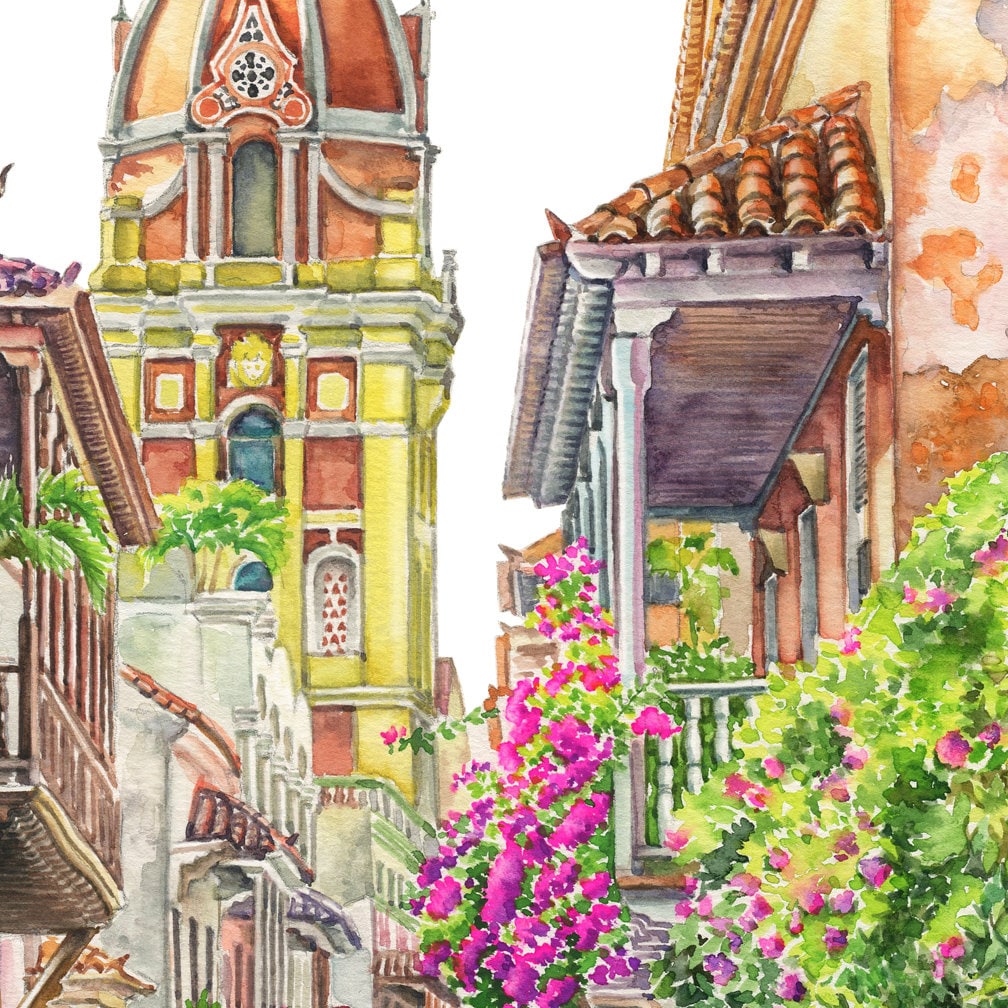 Cartagena Colombia Painting Colombia Art Print World Travel Decor ...