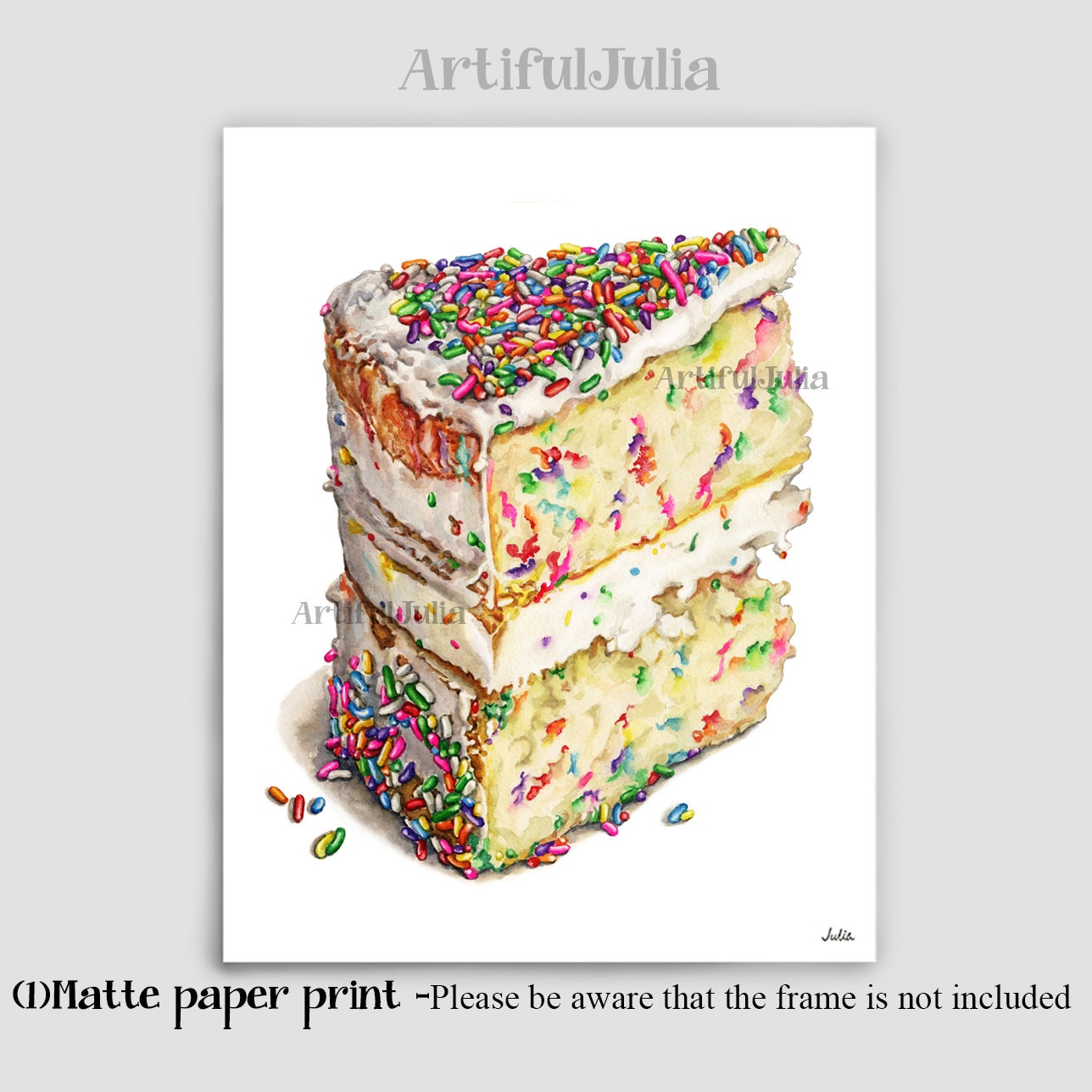Food Art Vanilla Cake Funfetti Cake Sprinkled Cake Art Print - Etsy