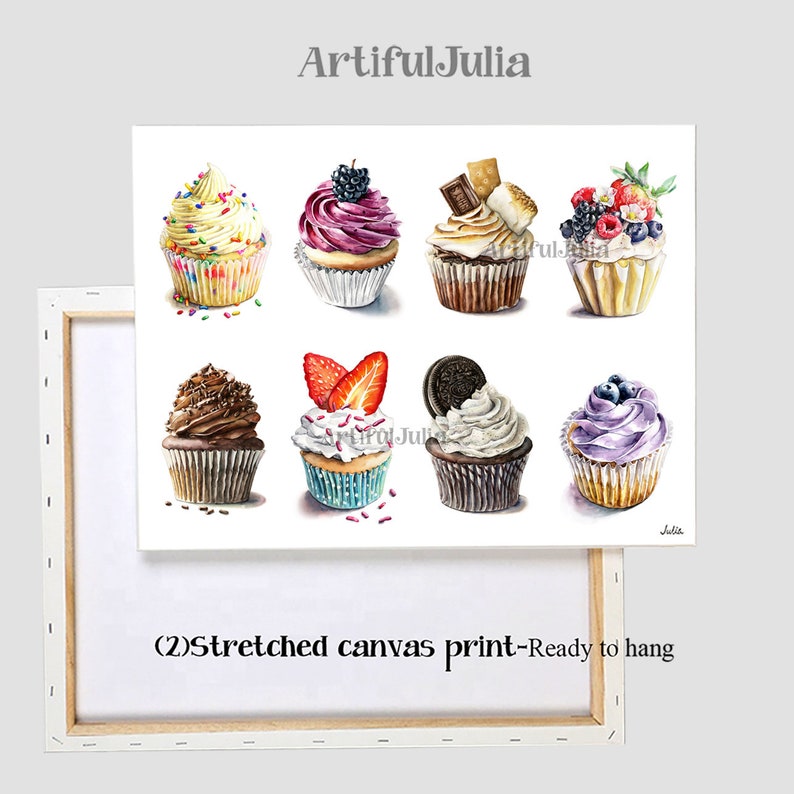 Food Poster Cupcake Art Print Kitchen Wall Art Cupcake - Etsy