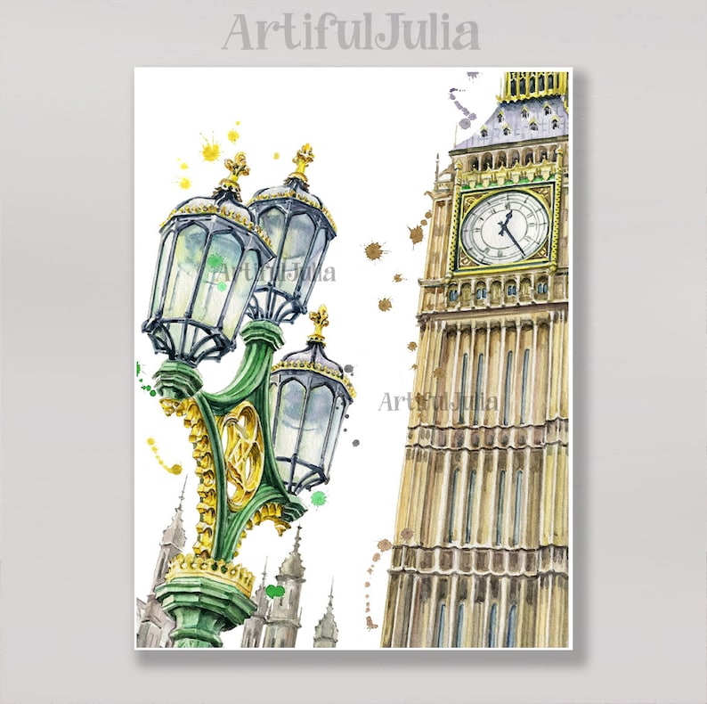 Big Ben London Watercolor Wall Art Print London Wall Art Big | Etsy