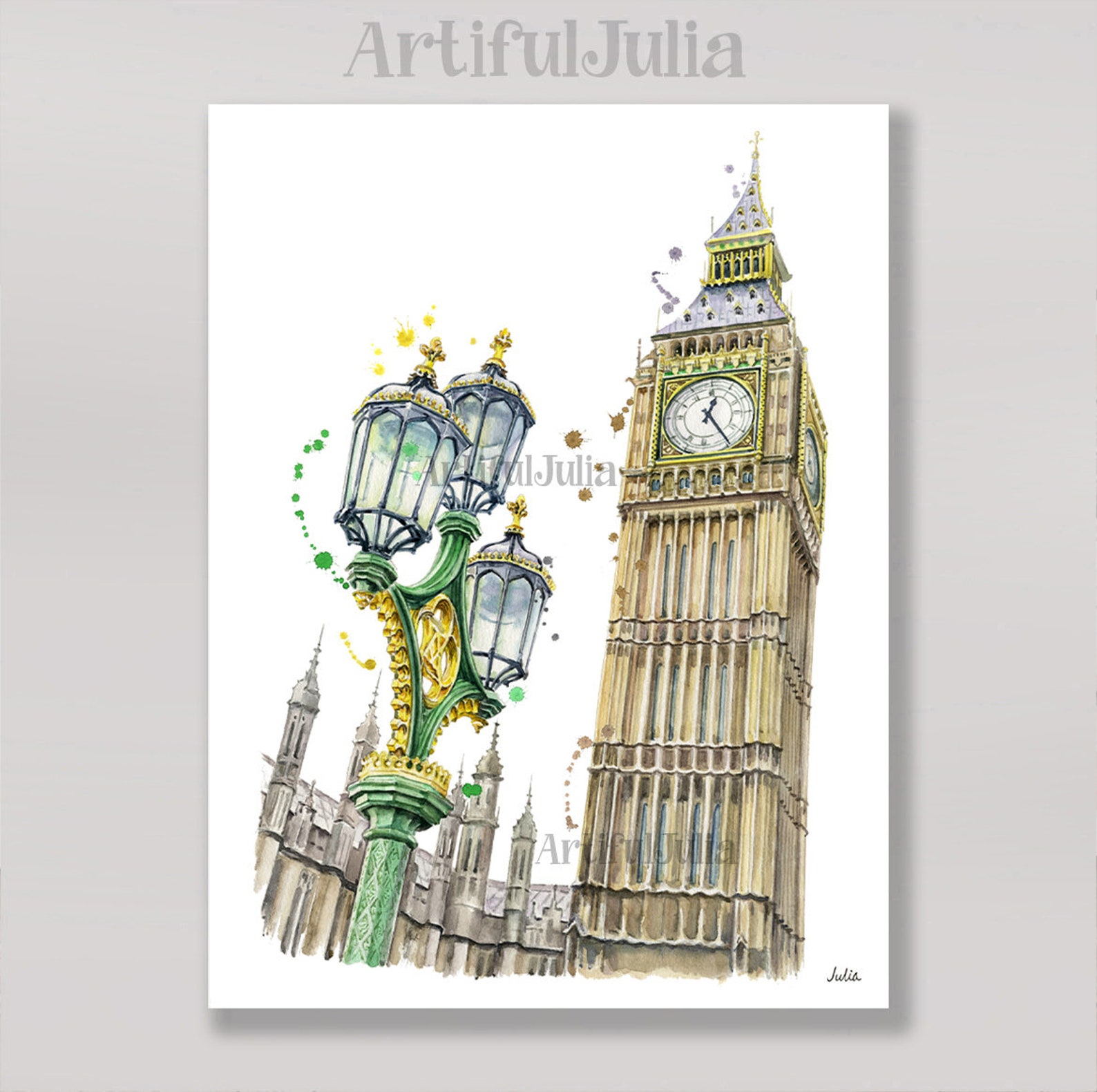 Big Ben London Watercolor Wall Art Print London Wall Art Big - Etsy