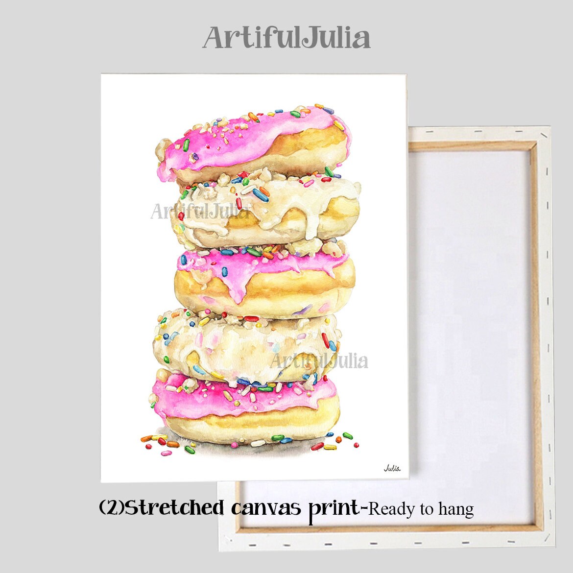 Pink Donut Stack of Donuts Art Print Donut With Splinkle Wall - Etsy