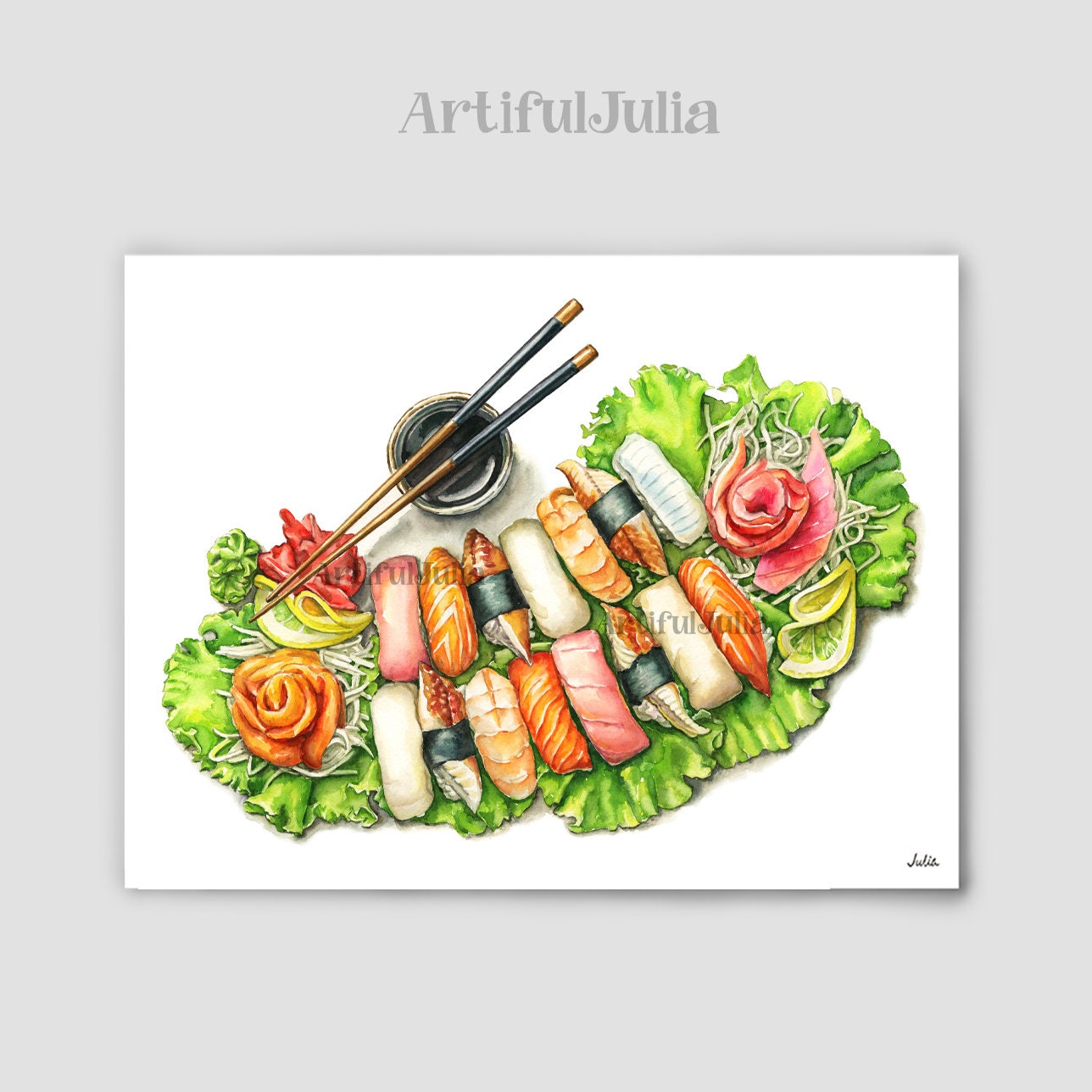Sushi Art Sushi Painting Realistic Artwork Kitchen Wall Art - Etsy
