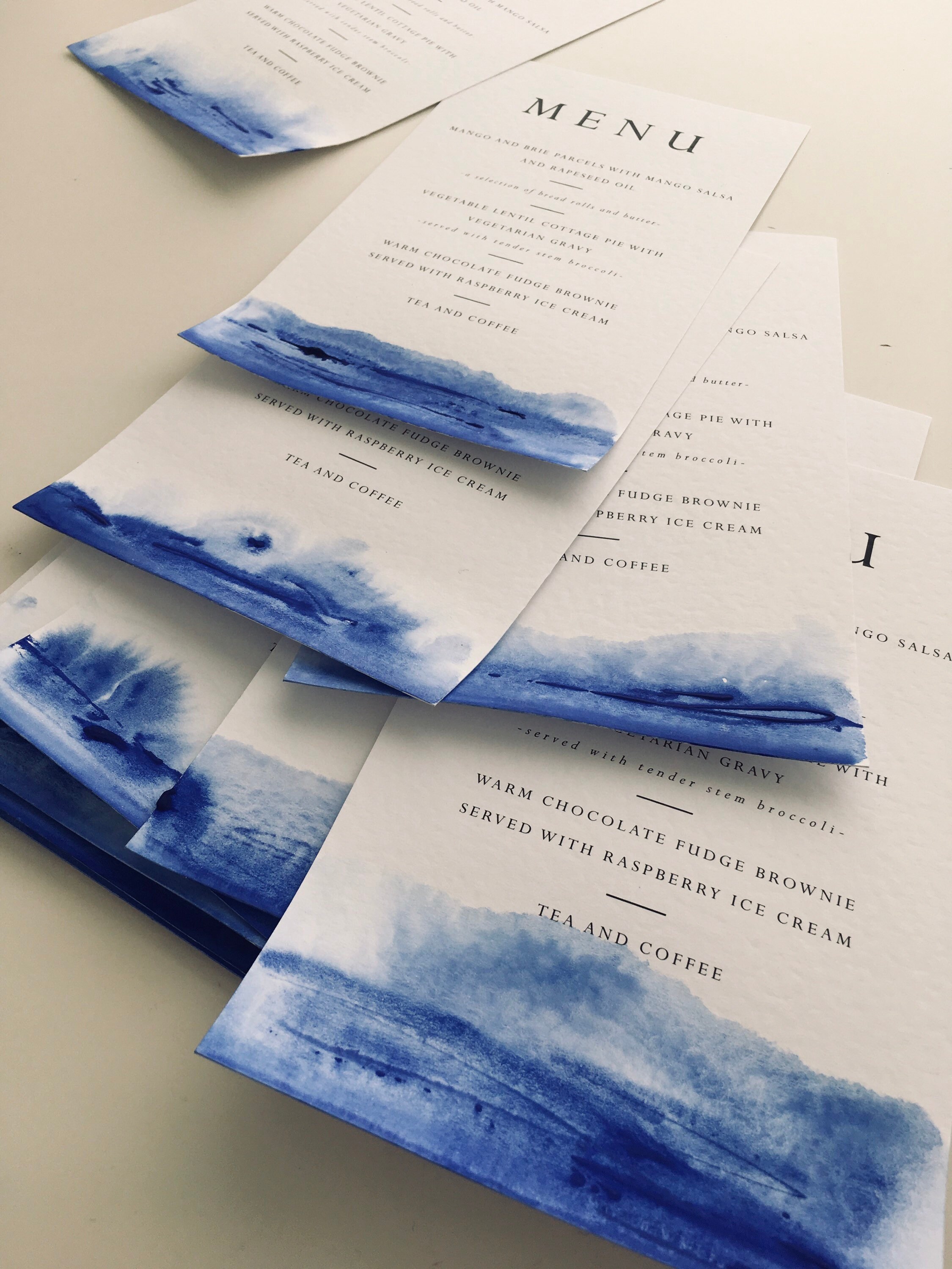 Blue Watercolour Wedding Menus Wedding Breakfast Menus Blue | Etsy