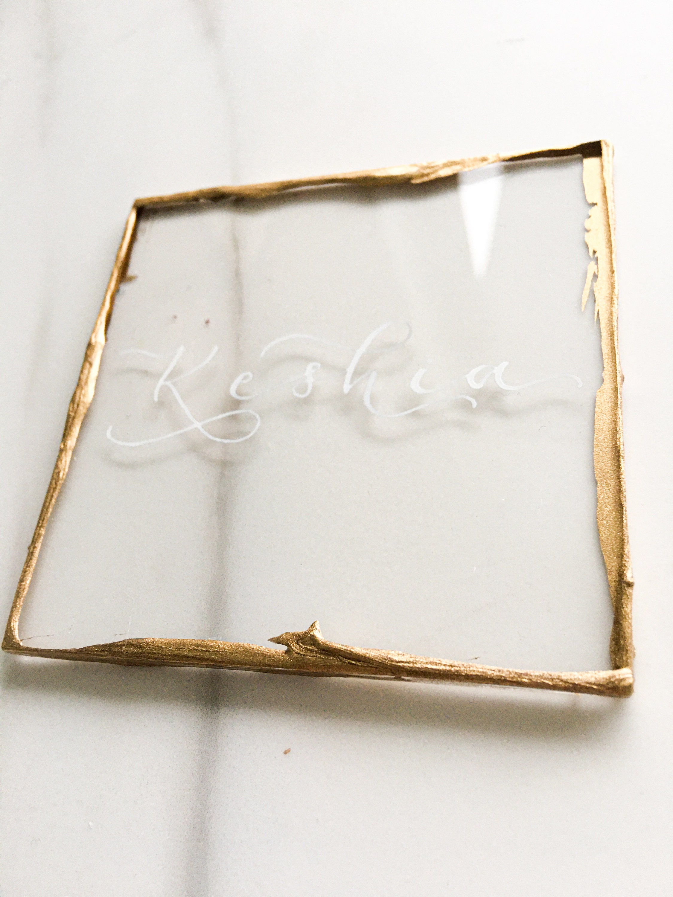 Rustic Glam Gold Edged Place Cards Perspex Place Names - Etsy