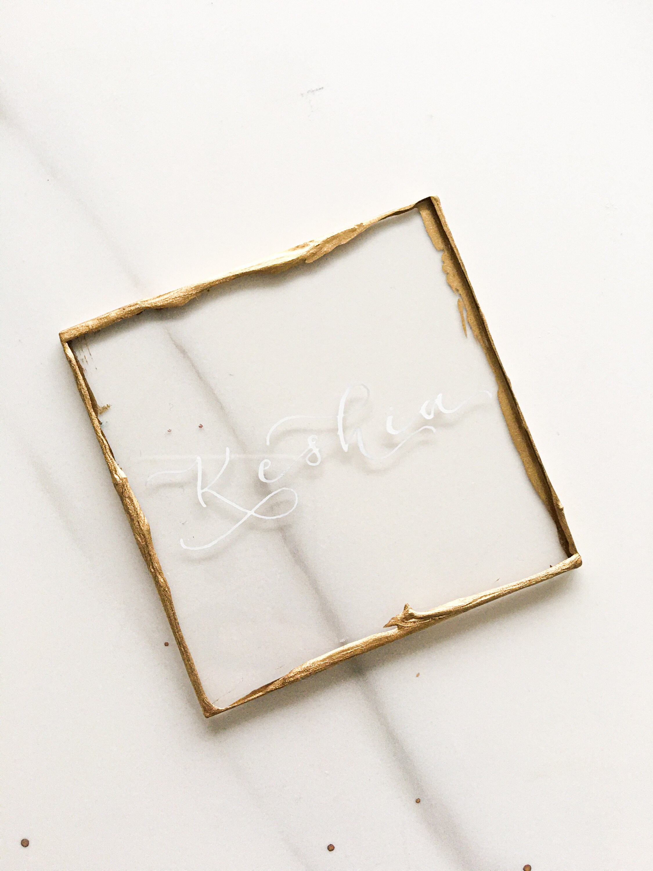 Rustic Glam Gold Edged Place Cards Perspex Place Names - Etsy