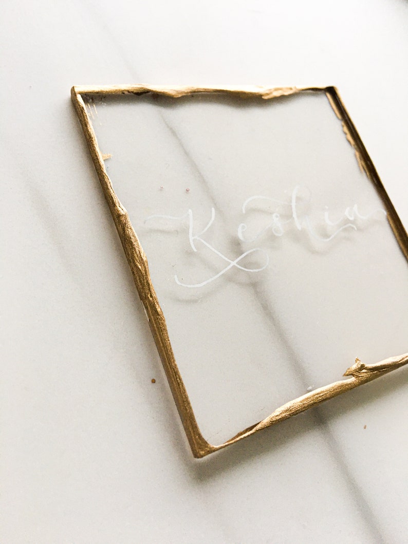 Rustic Glam Gold Edged Place Cards Perspex Place Names - Etsy