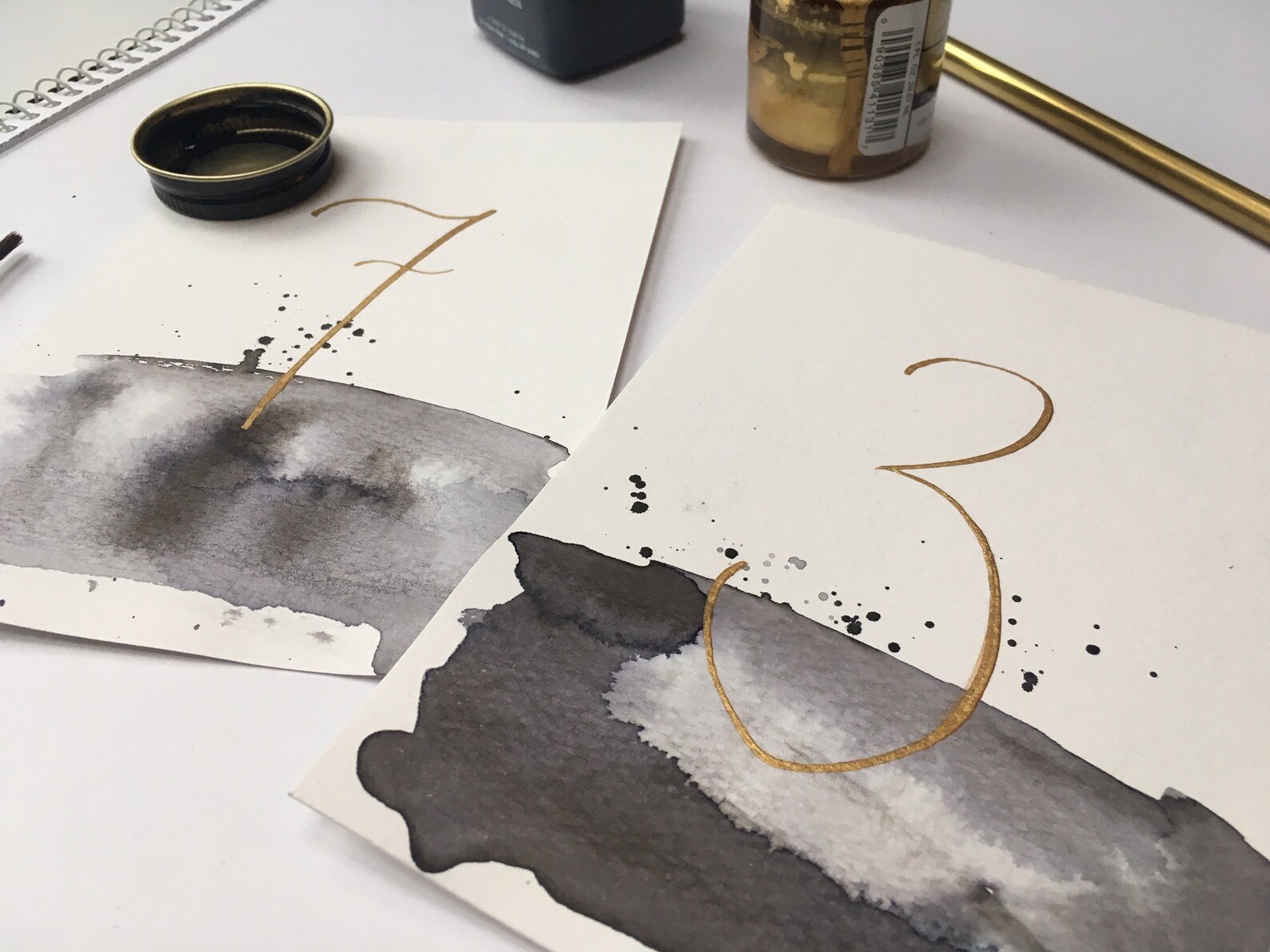 Modern Calligraphy Table Numbers With Watercolour Effect - Etsy UK