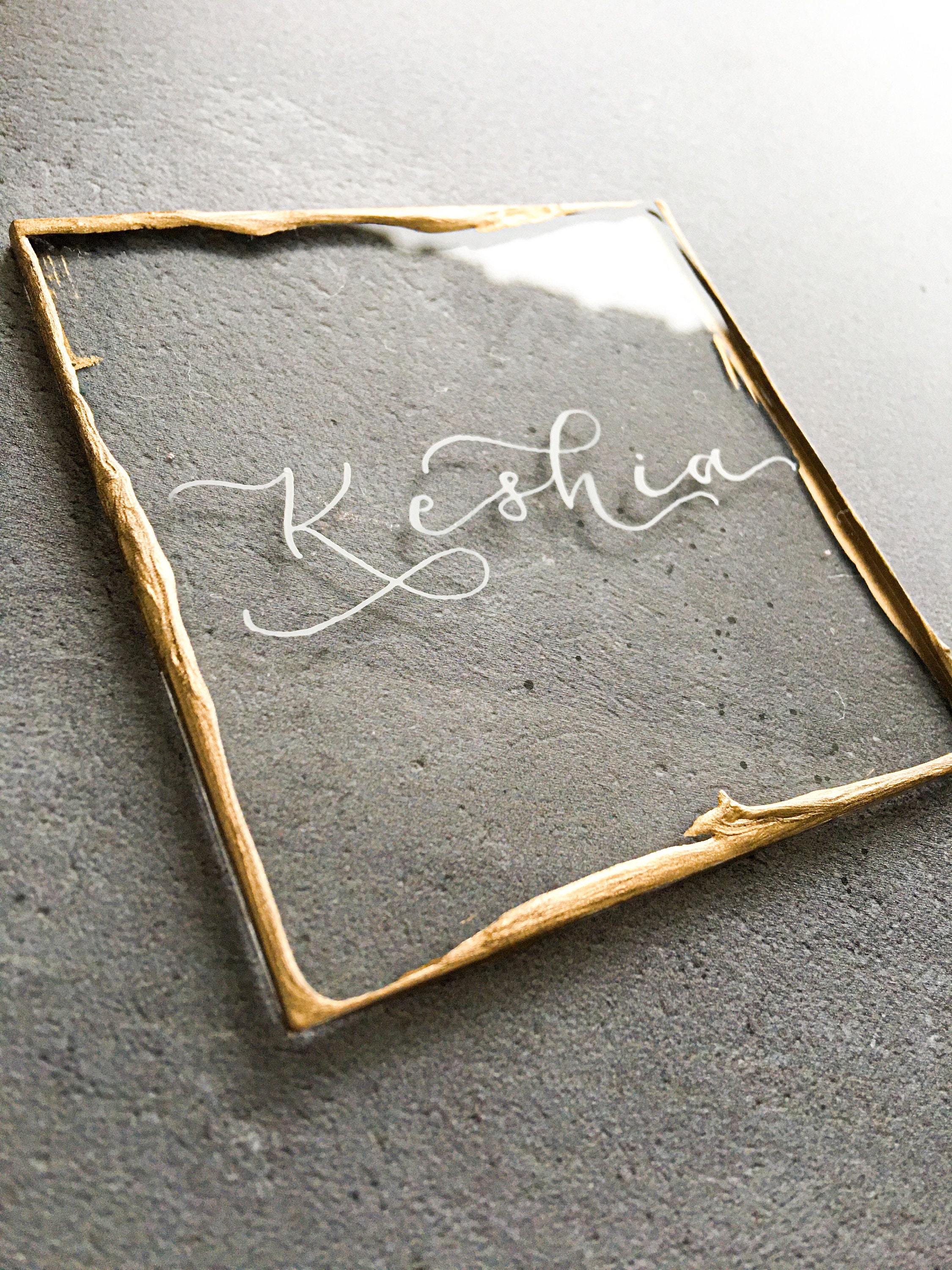Rustic Glam Gold Edged Place Cards Perspex Place Names - Etsy