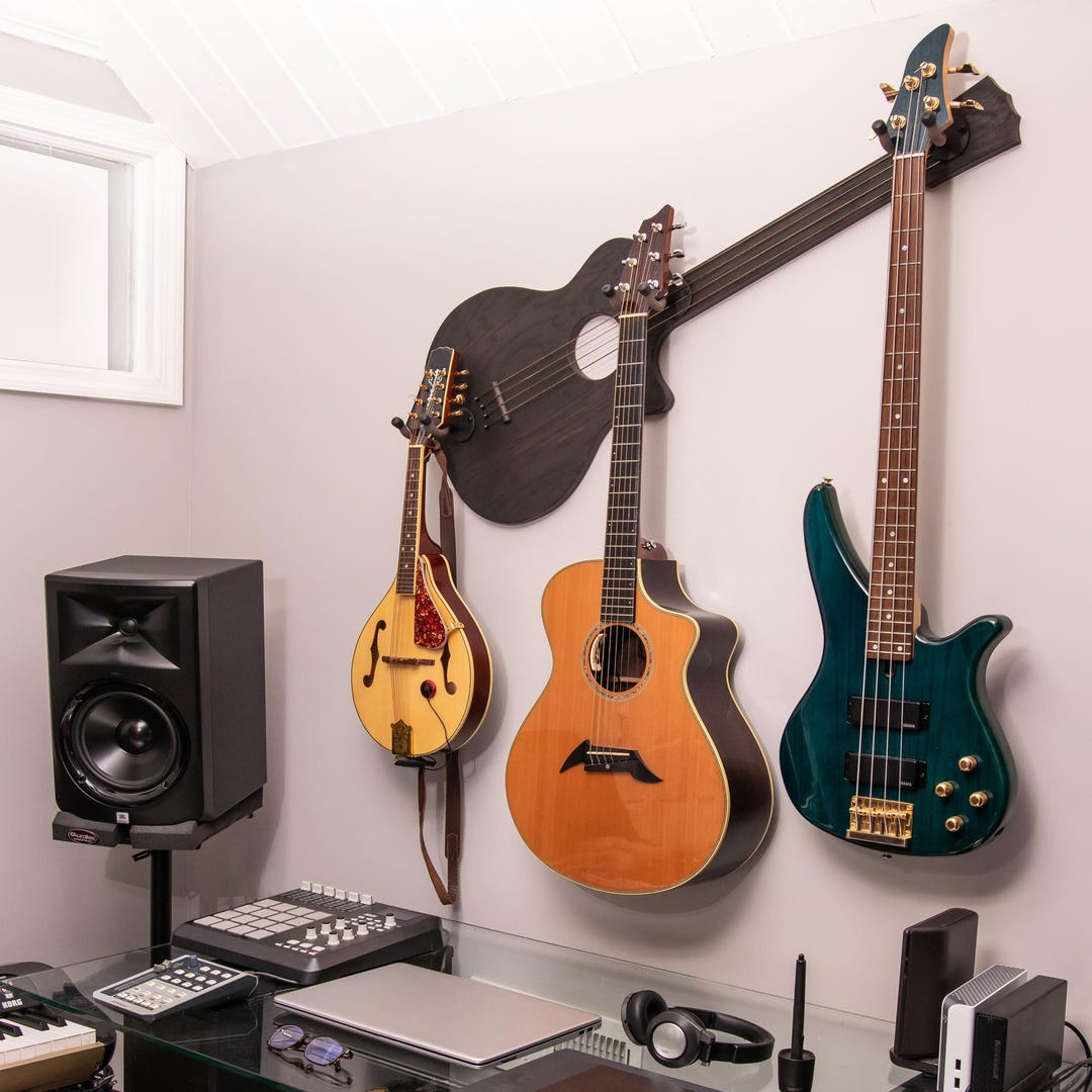 Wall-axe 3-hook Customizable Guitar Hanger: "blondie" (vintage Ebony ...