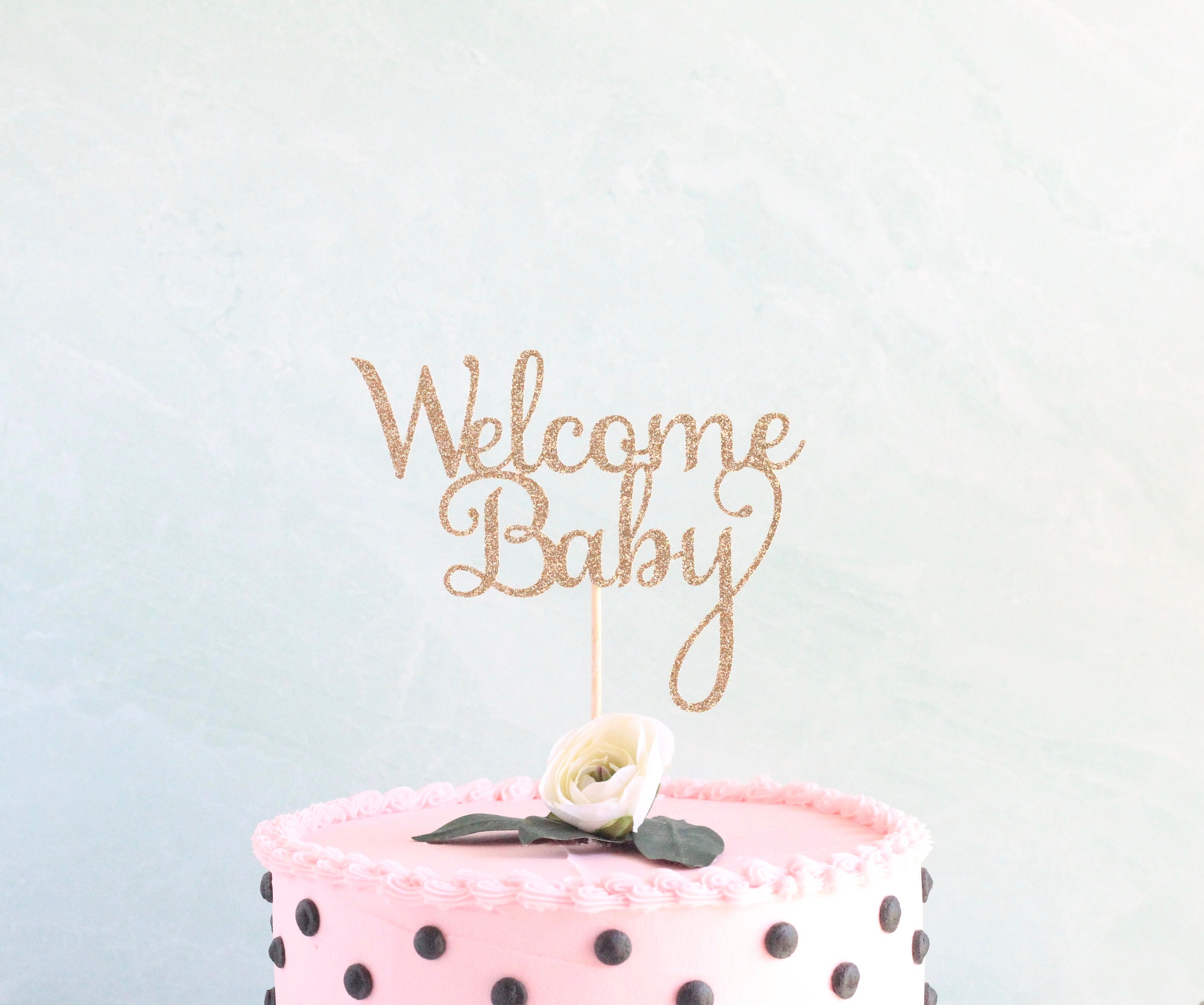 Welcome Baby Cake Topper Baby Shower Cake Topper Gold Baby - Etsy