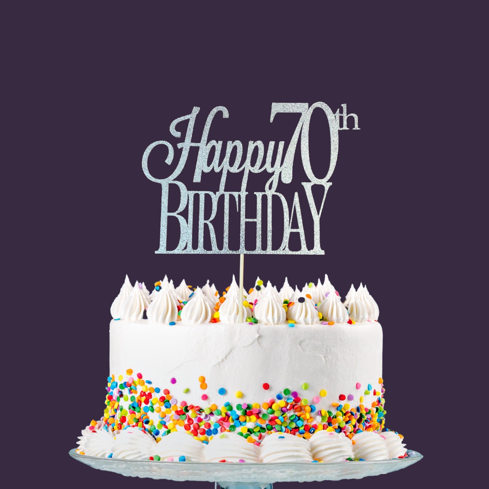 Happy Birthday Cake Topper - 70th Birthday Cake Topper - - Etsy