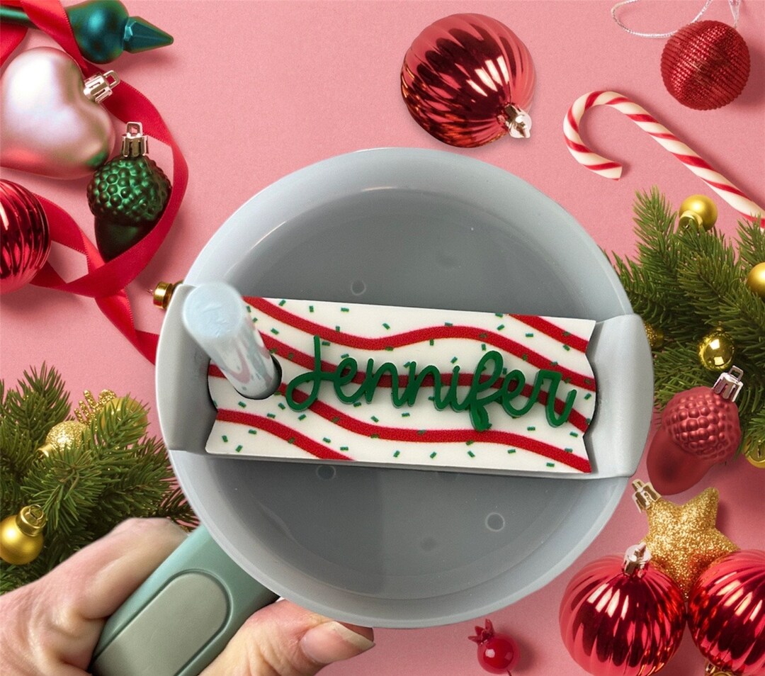 Snack Cake Stanley Cup Name Tag - Christmas Cake Tumbler Topper ...
