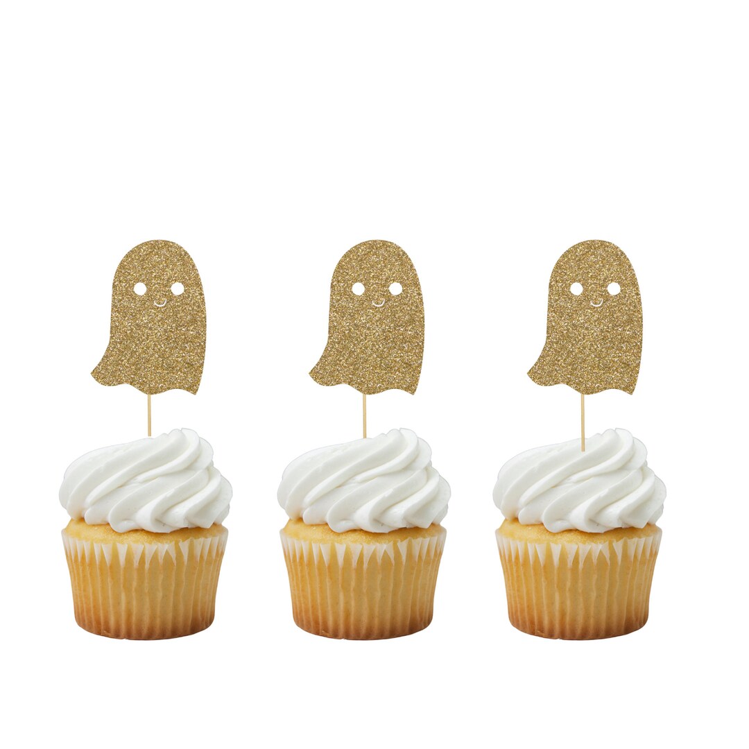 Halloween Ghost Cupcake Toppers Halloween Toppers Glitter Halloween ...
