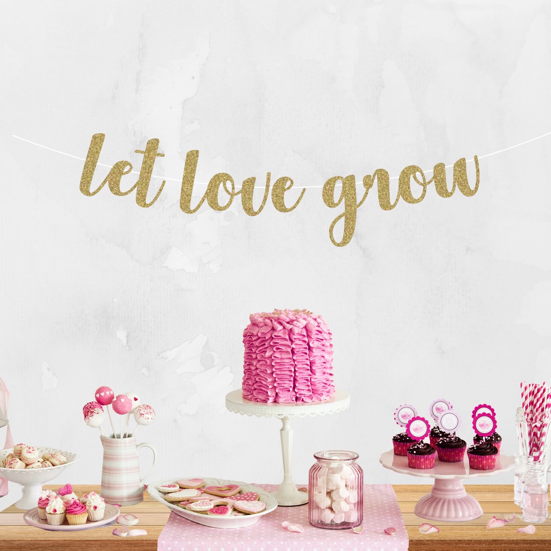 Let Love Grow Banner - Bridal Shower Decorations - Spring Shower Banner ...
