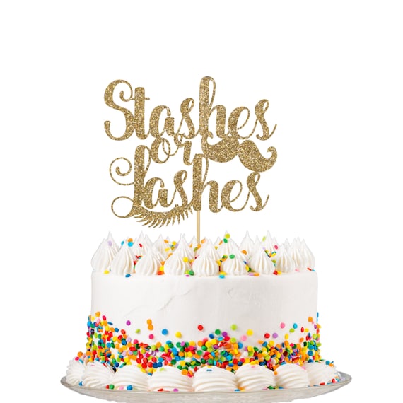 Stashes or Lashes Cake Topper Gender Reveal Cake Topper - Etsy