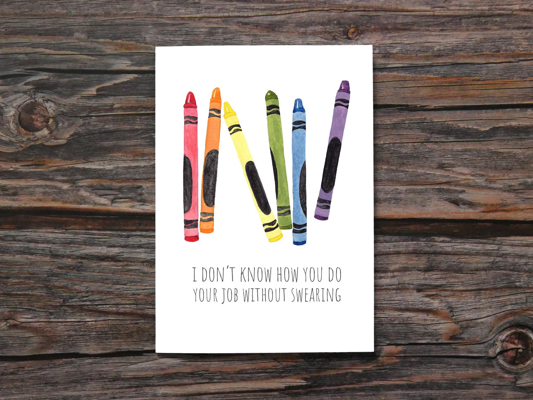 Teacher Appreciation Greeting Card Funny Card for Teacher Thank You ...