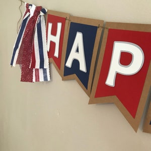 Patriotic Birthday Banner, Red White and Blue, American Theme, Fourth ...
