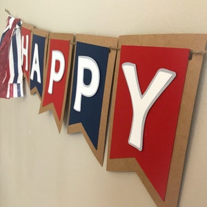 Patriotic Birthday Banner, Red White and Blue, American Theme, Fourth ...