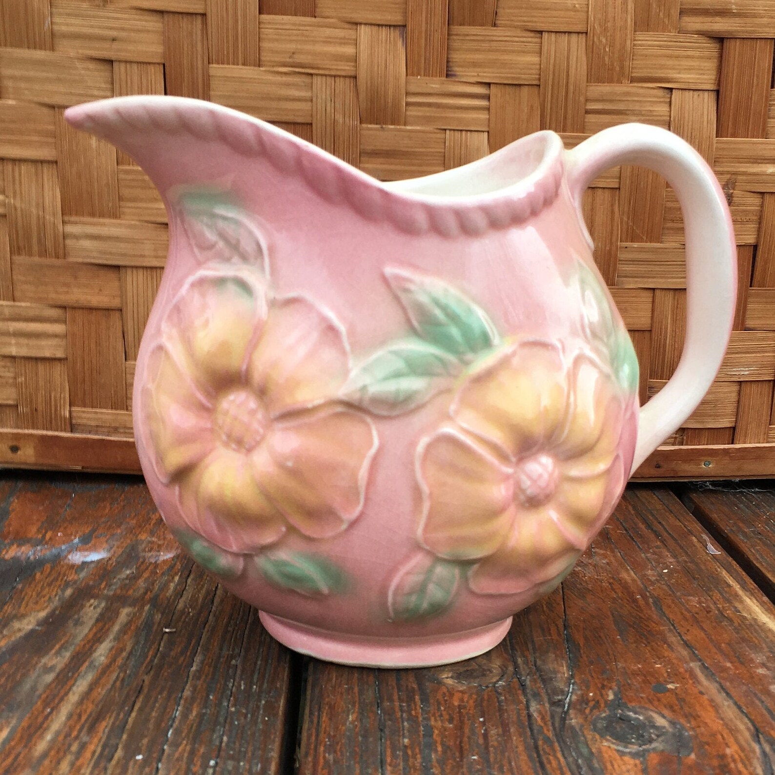 Vintage Hull Pitcher Pink and Green Floral Marked USA - Etsy