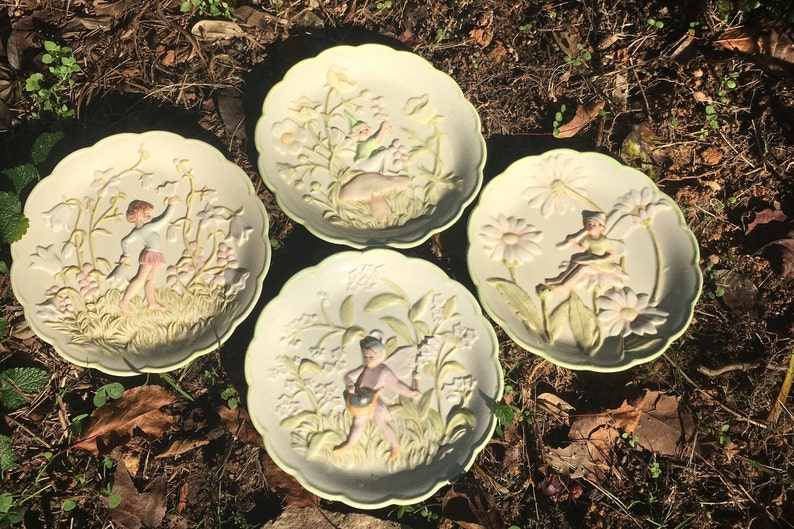 Pixie Plates by Andrea set of 4 Ceramic Wall Decor for Kids - Etsy