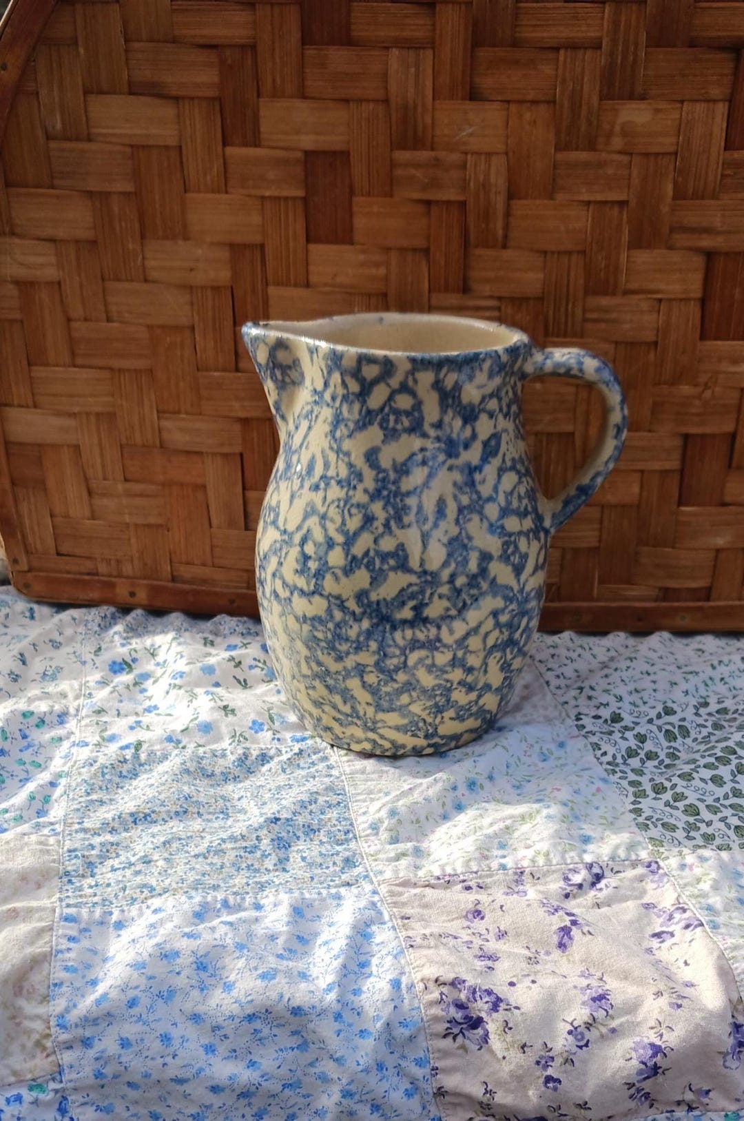 Robinson Ransbottom Blue Spongeware Pitcher 32 Oz - Etsy