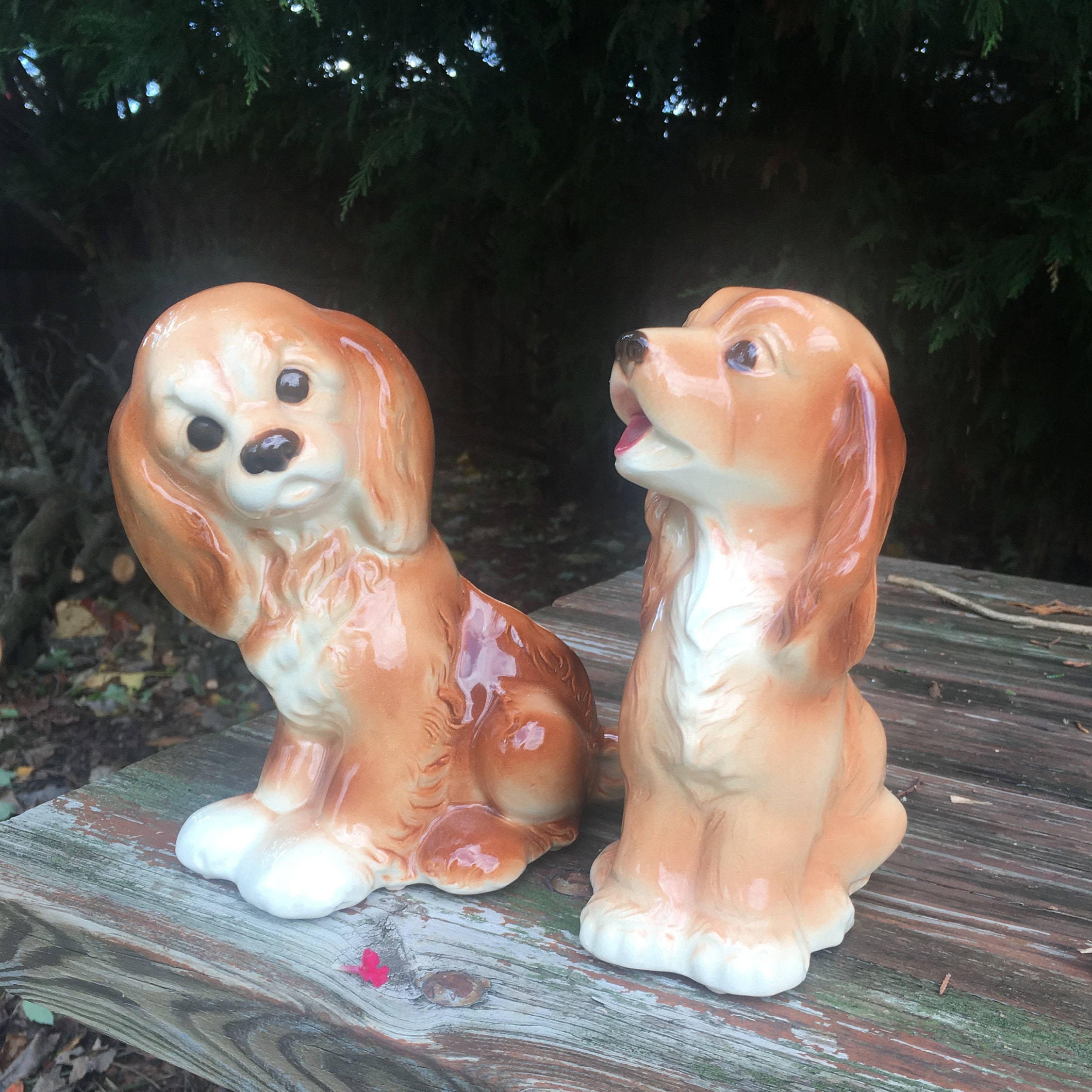 Vintage Royal Copely Cocker Spaniel Ceramic Planters or Pencil Holders ...