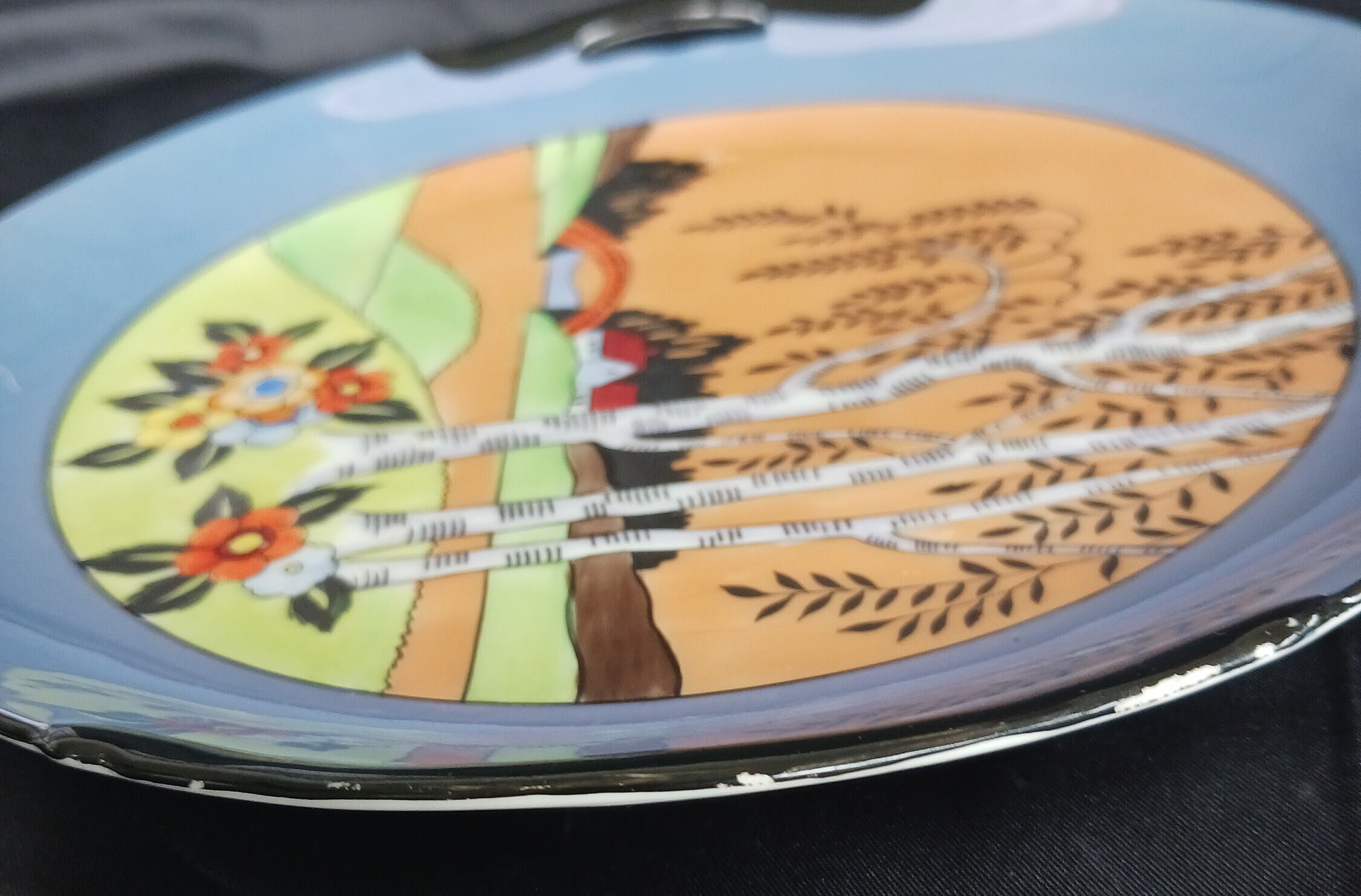 Noritake Lustre Plate With Handles Willow Theme Red Label - Etsy