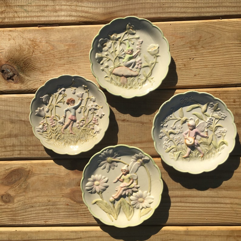 Pixie Plates by Andrea set of 4 Ceramic Wall Decor for Kids - Etsy