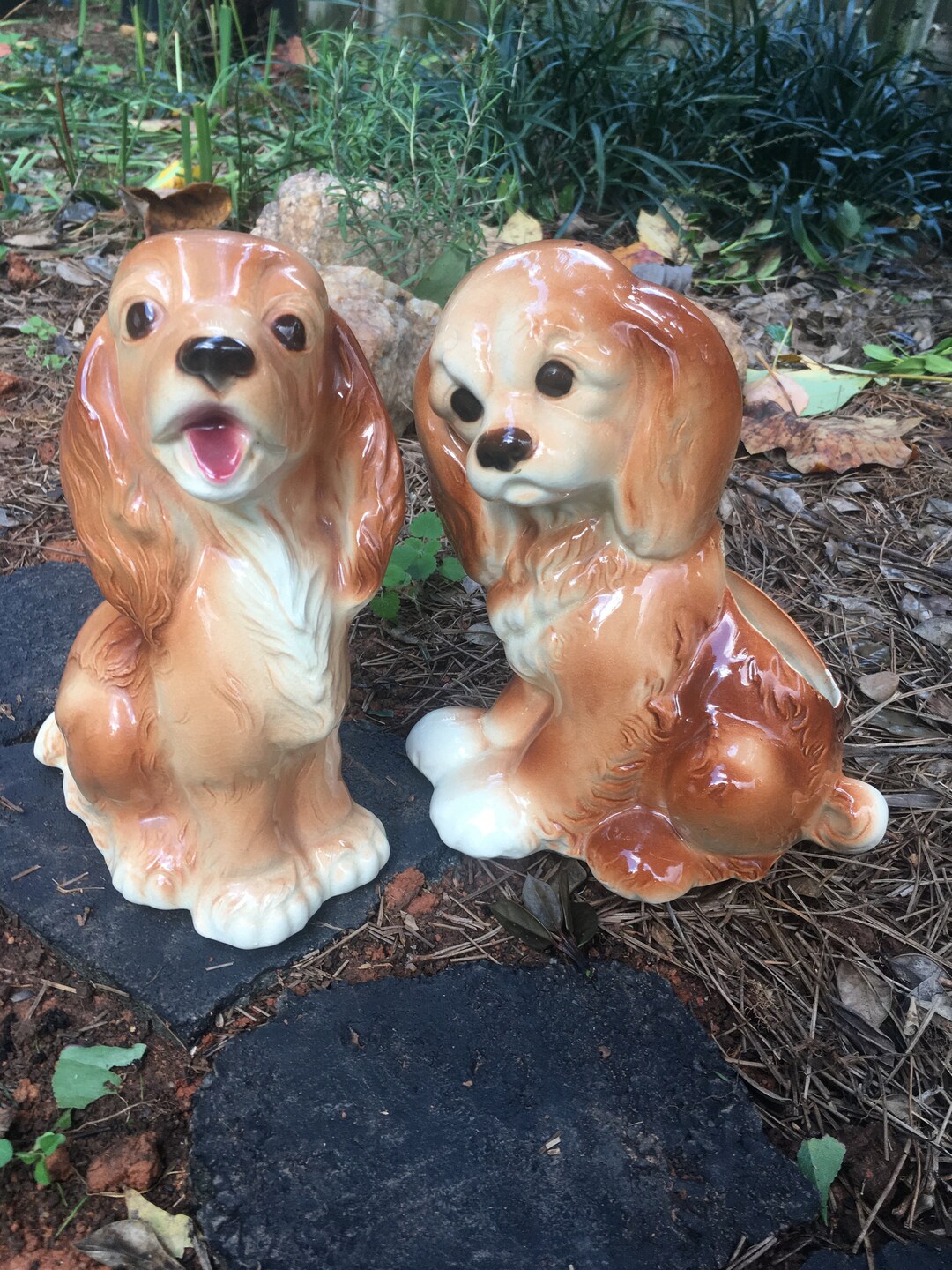 Vintage Royal Copely Cocker Spaniel Ceramic Planters or Pencil Holders ...