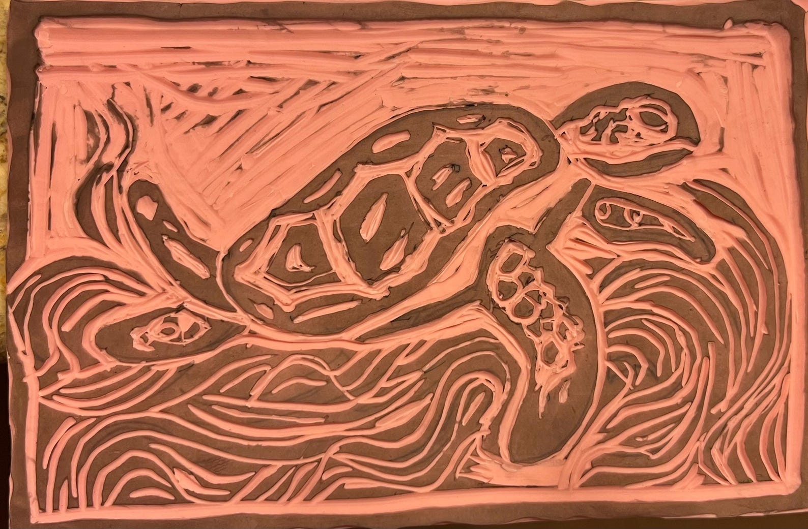 Sea Turtle Block Print, Lino Print, ORIGINAL Print, Hand Pressed Print ...