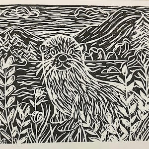 River Otter Print, Block Print, Nature Art, Wall Art, Limited Edition ...