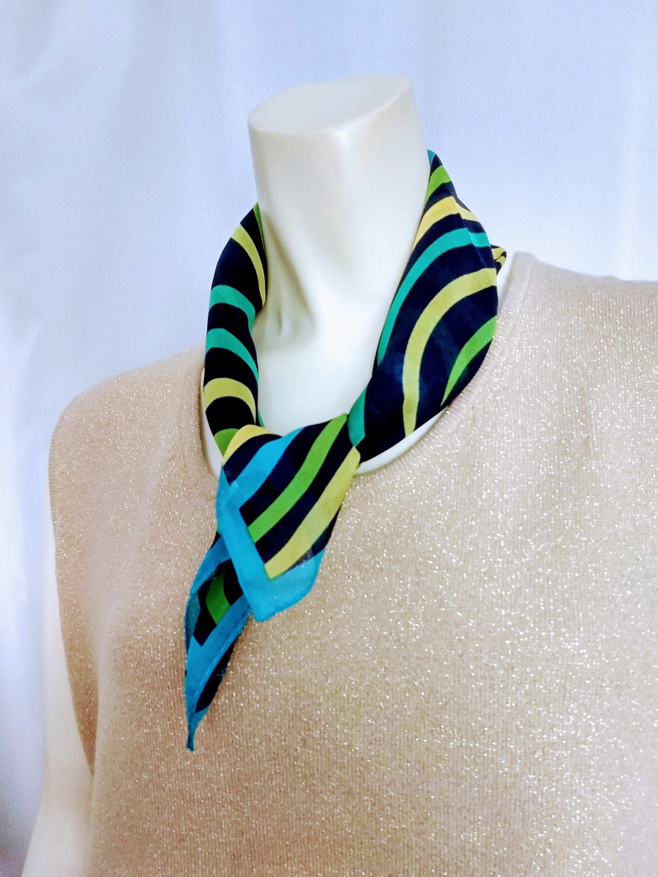 Small Square Neck Wrap Scarf/jons of NEW YORK Geometric - Etsy