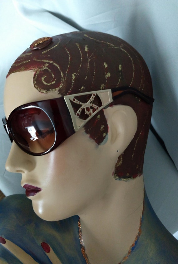 Authentic ITALY Design Sunglasses/Wide Temple Oval De… - Gem