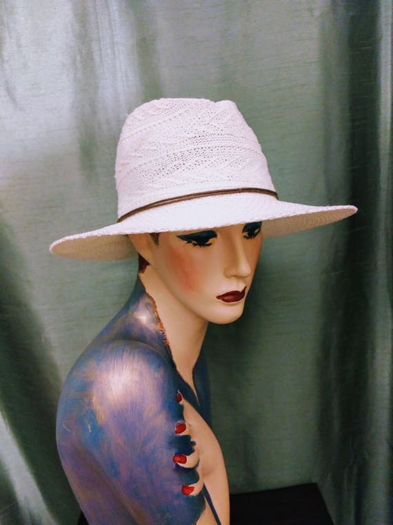 Vintage Classic Fedora Hat/ Ivory Summer Hat/Italian … - Gem