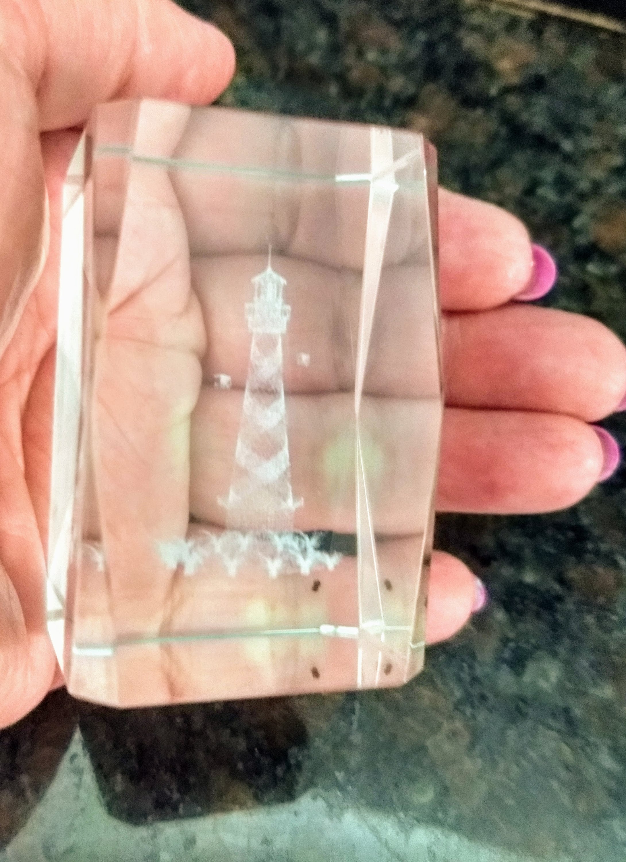 Vintage Etched Lighthouse Paperweight/clear Glass Block 3D - Etsy