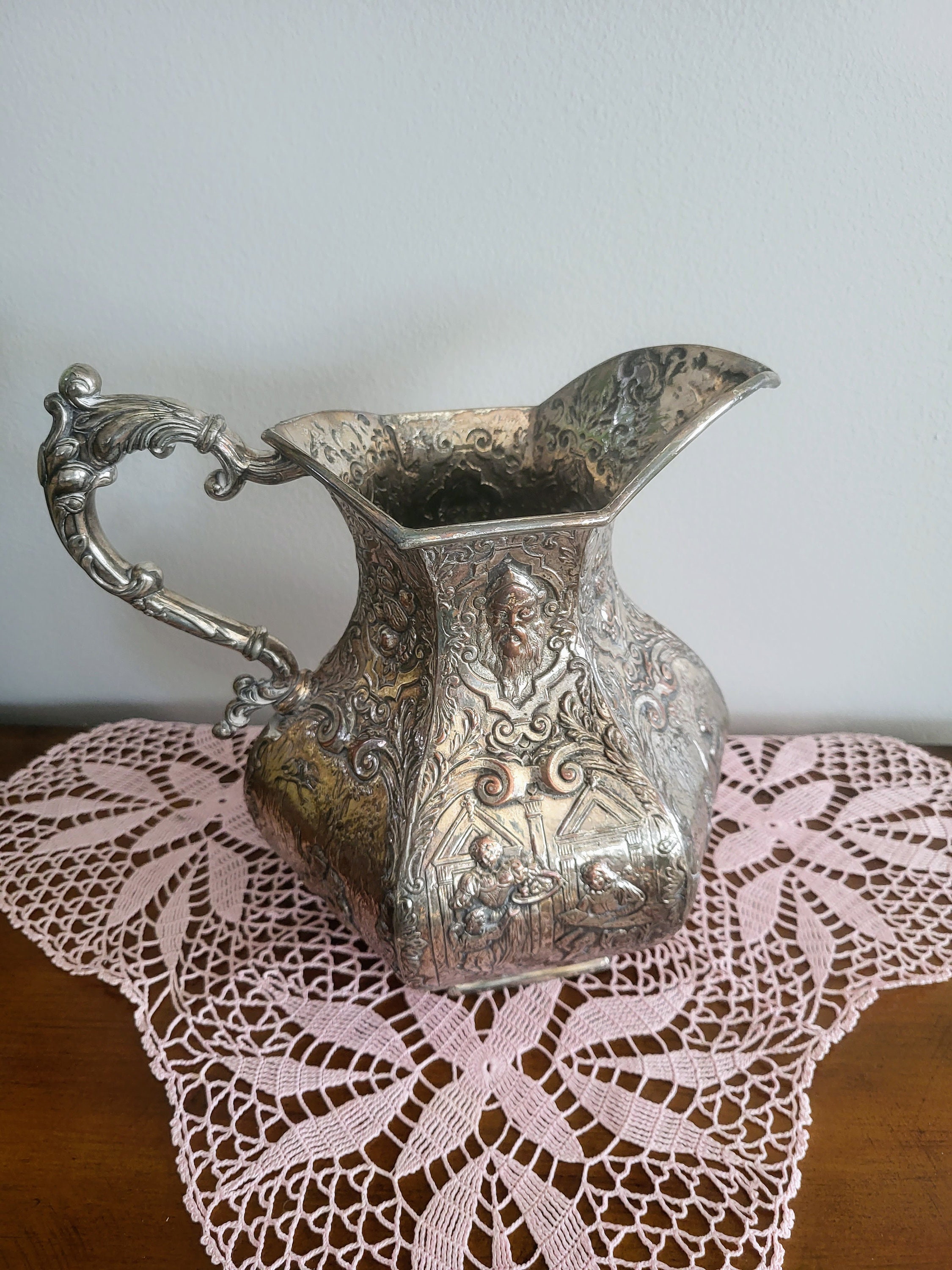 Antique E.G. Webster & Son Repoused Silver Plate Water Pitcher ...